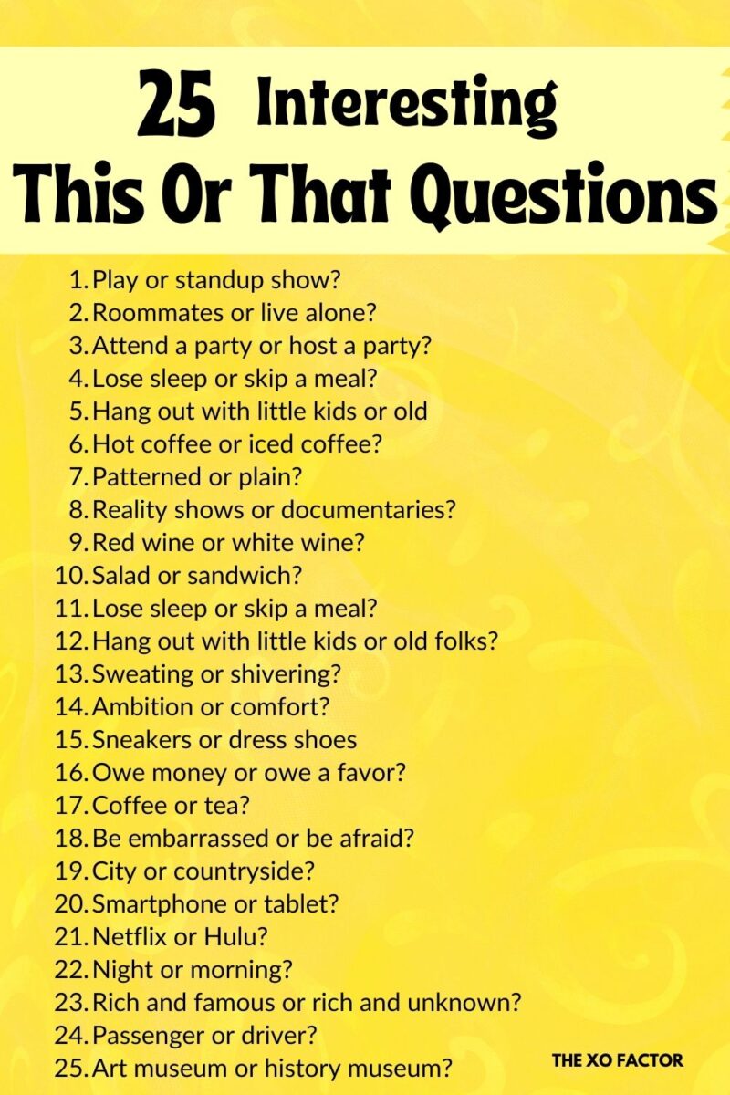 125 This Or That Questions - The XO Factor