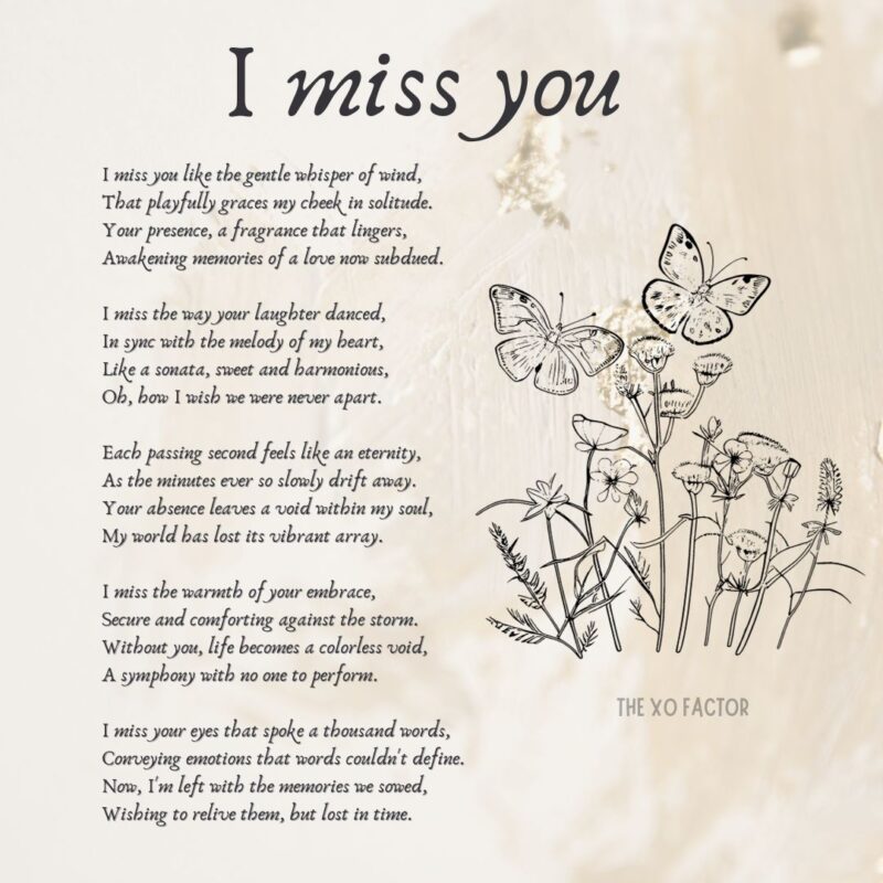 I Miss You Poems To Express Love And Longing - The XO Factor