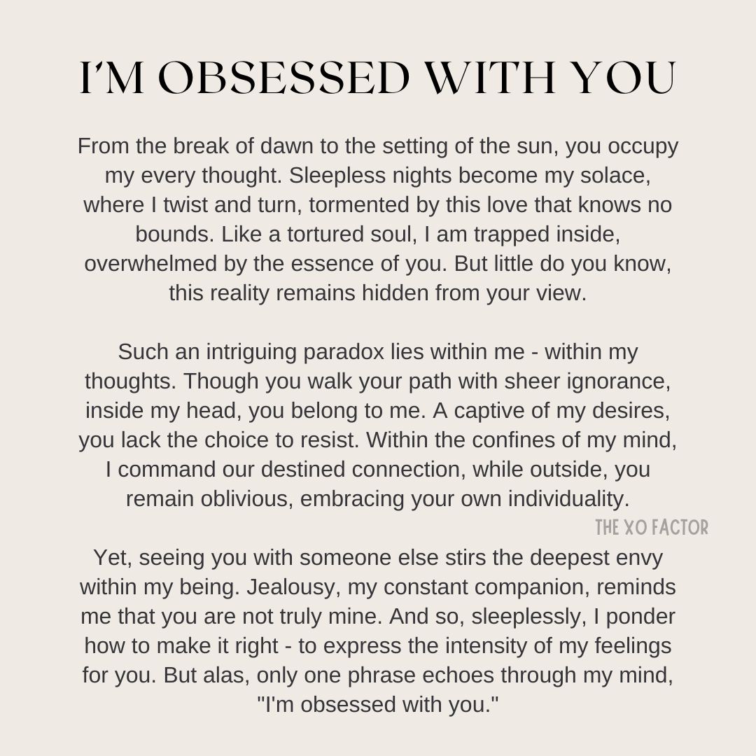 I'm Obsessed With You - Poem Analysis - The XO Factor I'm Obsessed With You - Poem Analysis - The XO Factor