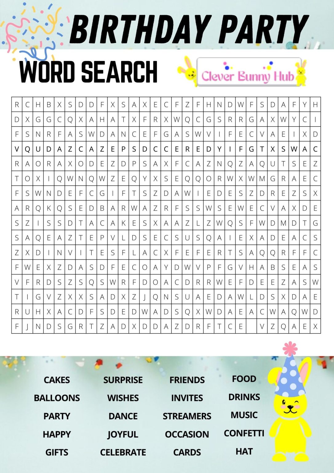 Easy Printable Birthday Word Search - The XO Factor