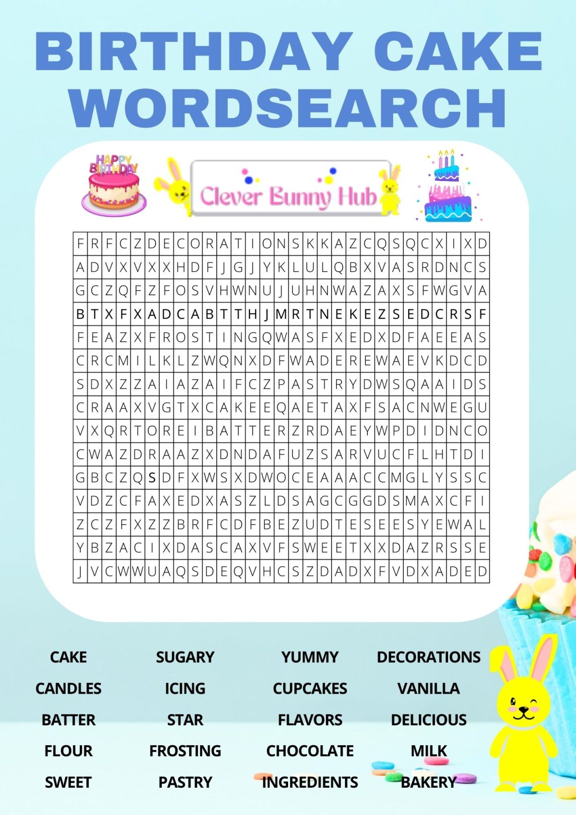 Easy Printable Birthday Word Search - The XO Factor
