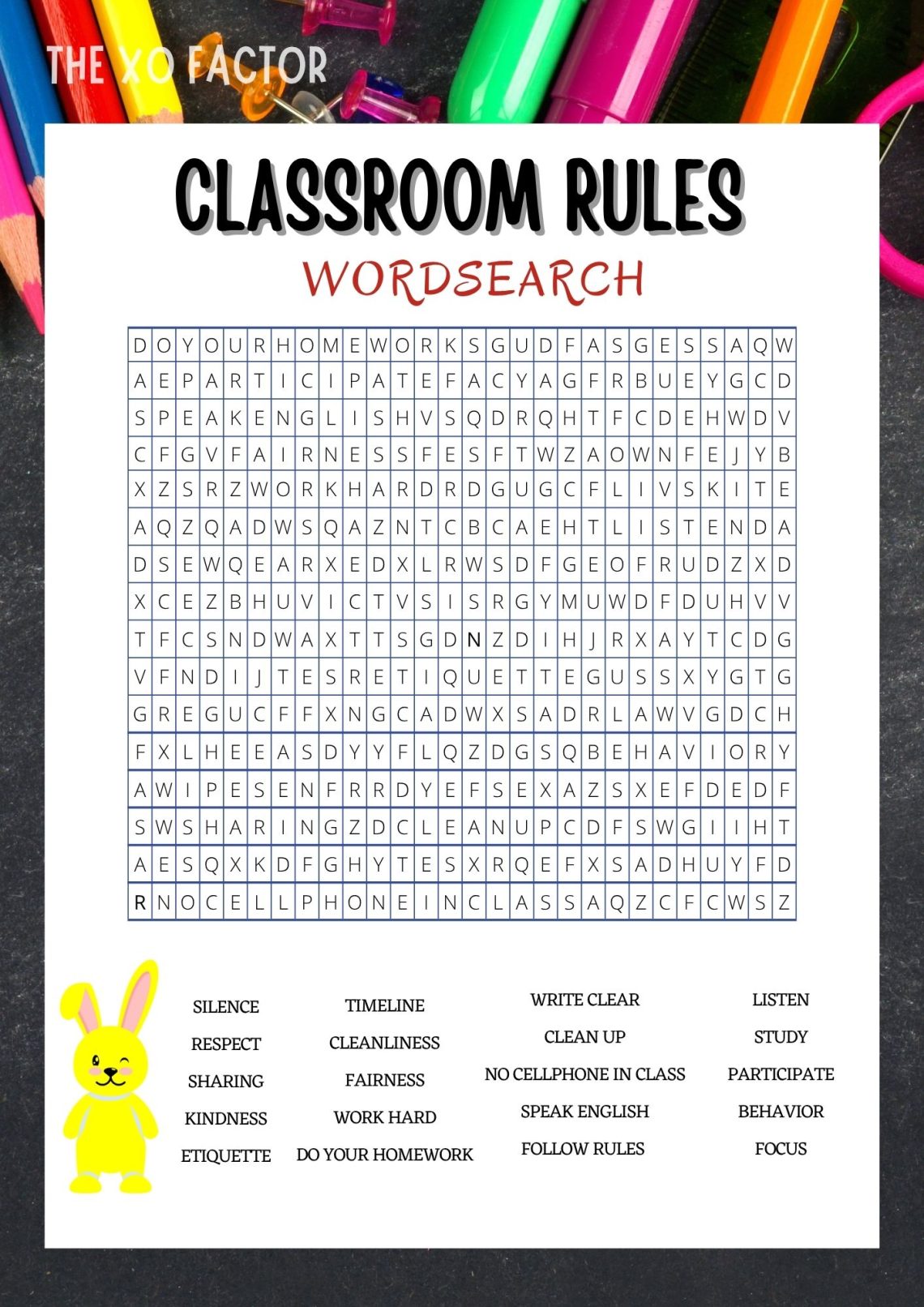 Classroom Word Search - The XO Factor
