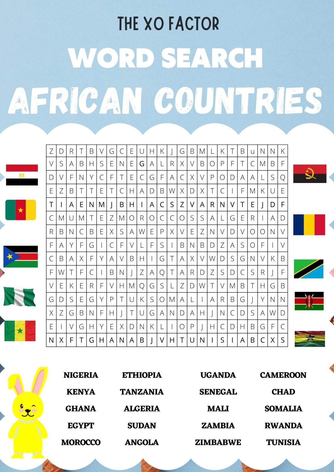 6 Countries Word Search Puzzles - The XO Factor